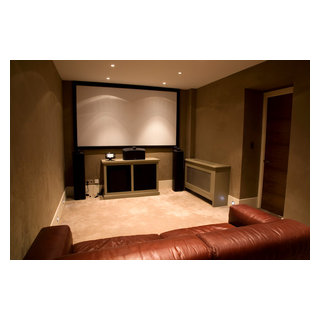 Cinema Room with fabric walling in Faux Suede - Contemporary - Home ...