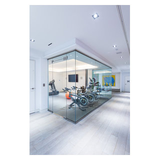 A custom built in-home gym encased in glass - Transitional - Home Gym ...