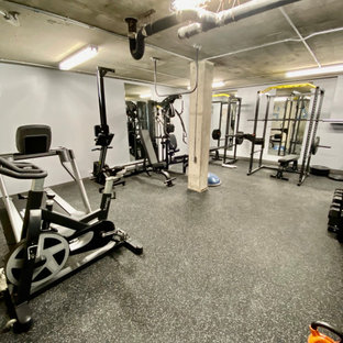 75 Beautiful Home Gym with Grey Walls and Concrete Flooring Ideas ...