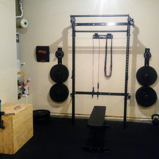 75 Most Popular 75 Beautiful Small Beige Home Gym Ideas & Designs ...