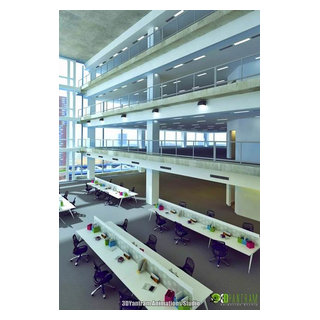 3D Commercial Office Workstation 3d architectural Design View - Modern ...
