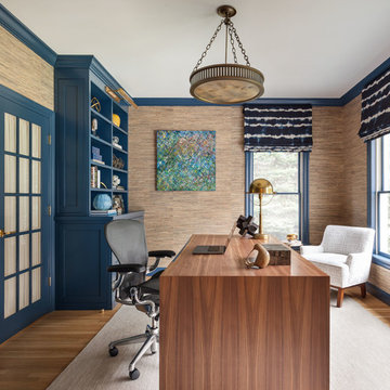 75 Blue Home Office with Beige Walls Ideas You'll Love - April, 2022 ...
