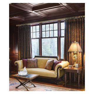 Library with Coffered Ceiling - Classique - Bureau à domicile - Boston ...