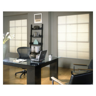 Light Filtering Cellular Shades reduce glare in a home office - Modern ...