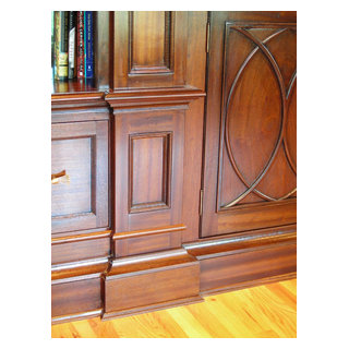 Mahogany library cabinetry with carved mouldings - Traditional - Home ...
