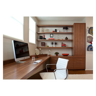 Modern Home Office with Built-in Desk and Storage - Modern - Home ...