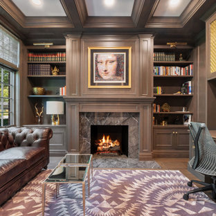 75 Beautiful Study Room with a Standard Fireplace Ideas & Designs ...