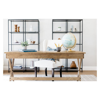 Pottery Barn Inspired Home Office with Campaign Desk - Beach Style ...