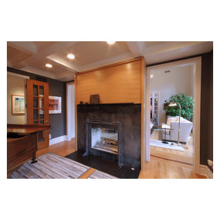 Quarter-sawn White Oak Paneling and Hot Rolled Steel Fireplace, Coffered Ceiling - Classique ...