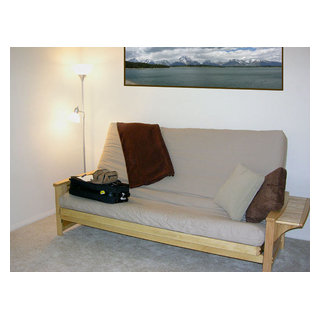Queen size Futon Bed with Flip Side tray in Natural Wood Finish - Home ...