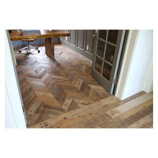 Reclaimed Oak Wide Plank & Chevron Pattern - Rustic - Home Office ...