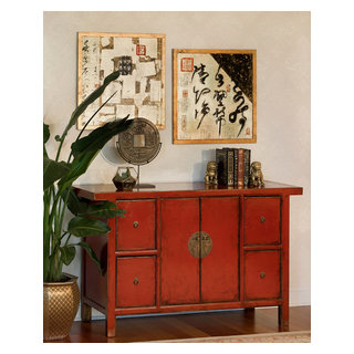 Red Distressed Cabinet - Chinese Ming Style - Asian - Home Office ...