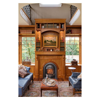 Small antique style gas fireplace - Victorian - Home Office - Seattle ...