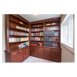 Traditional Library with Cherry Raised Panel Doors and Wood Countertops ...