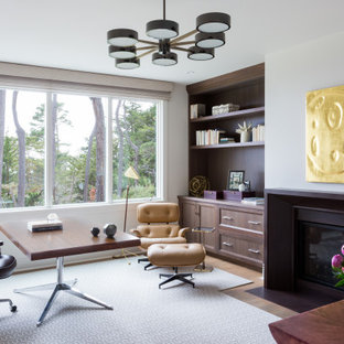 75 Beautiful Study Room with a Wood Fireplace Surround Ideas & Designs ...