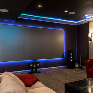 75 Beautiful Home Theater with Black Walls Pictures & Ideas - April ...