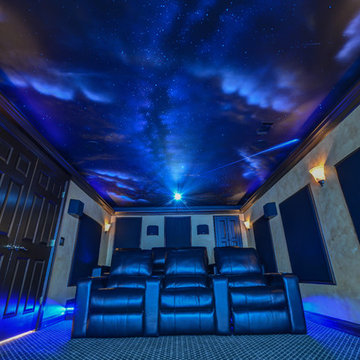 75 Transitional Open Concept Home Theater Ideas You'll Love - July ...