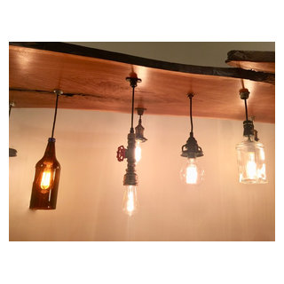 Custom Live Edge Light Fixture 6.4ft - Industrial - Home Theater ...