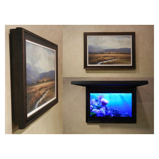 Hiding Your Flat Screen TV Without Cutting Into the Wall - Contemporary ...