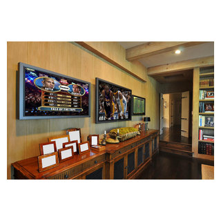 Los Angeles Rustic Media Room - Rustic - Home Theatre - Los Angeles ...