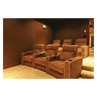 Timber Frame Contemporary - Rustic - Home Theater - Denver - by ...