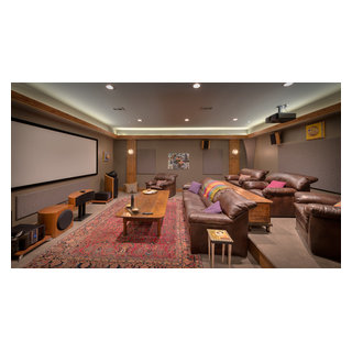 Timber Frame Lakefront - Rustic - Home Theater - Denver - by Damon ...