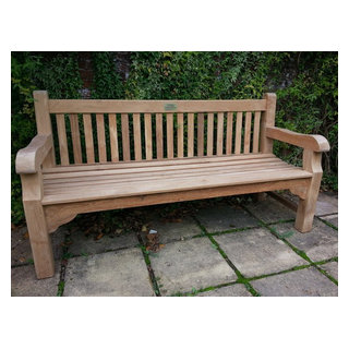 Brass Plaque - Balmoral Park Bench - 6ft Teak Street Bench - 1.8m ...