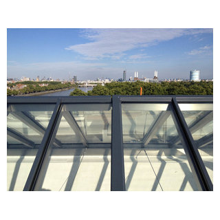 retractable pitched roof over pool - Contemporary - Exterior - London ...