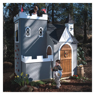 Castle Playhouse w/ Rock Climbing Wall - Traditional - Kids - Houston ...