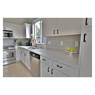 3cm QNext Quartz Taj White and Viscon White - Traditional - Kitchen ...