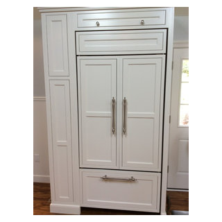 42 inch Sub Zero with custom matching wood panels - Farmhouse - Kitchen ...