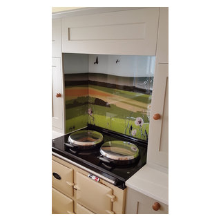 AGA recessed printed glass splashback - Country - Kitchen - London - by ...