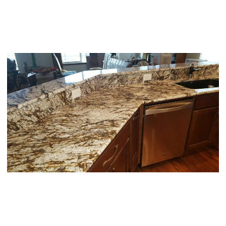 "Arctic Taupe" Granite kitchen counters - Traditional - Kitchen ...