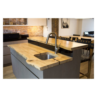 Ash Live Edge Kitchen Island - Industrial - Kitchen - New York - by RE ...