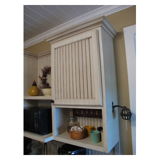 Bead Board Upper Cabinet With Crown Molding & Open Shelf - Farmhouse ...