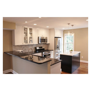 Black and White, Bar height counter overhang - Transitional - Kitchen ...