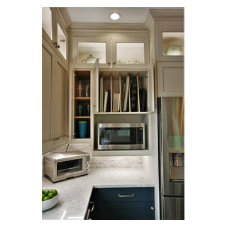 Blue Base Cabinets with White Upper Cabinets in Houston - Contemporary ...