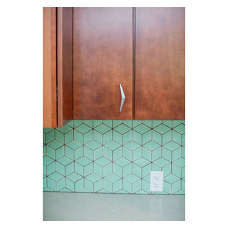 Blue Diamond Backsplash Tile - Midcentury - Kitchen - Denver - by ...