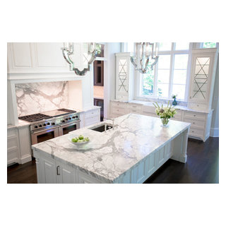 Calacatta Extra Marble Kitchen Countertops and Island - Transitional ...