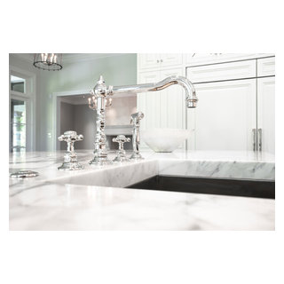 Calacatta Extra Marble Kitchen Countertops and Island - Transitional ...