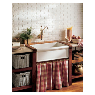 Classic French Farmhouse Kitchen with Herbeau Farm Sink Apron Sink ...