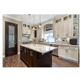 Contemporary kitchen with recessed-panel cabinets Vancouver ...