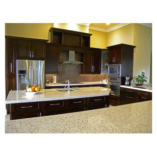 Contemporary kitchen with recycled glass counter top - Contemporary ...