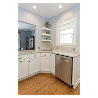 Corner Sink with Floating Shelves - Transitional - Kitchen - New York ...