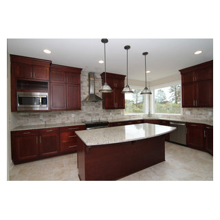 Cranberry Stain Red Kitchen Cabinets - Contemporary - Kitchen - Raleigh ...