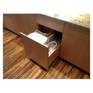 custom fabricated trash pull out with supply storage incorporated ...