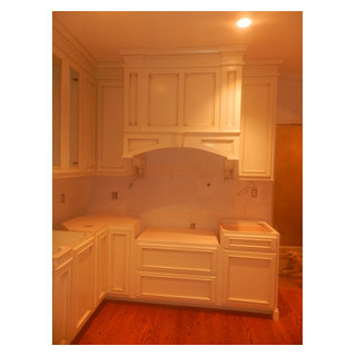 Custom Kitchen with Sherwin Williams Restful White and glazed with a ...