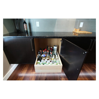 Deep Rollout Drawer Houses Alcohol at Dry Bar - Transitional - Kitchen ...