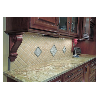 Diagonal feature tile backsplash - Traditional - Kitchen - Boston - by ...