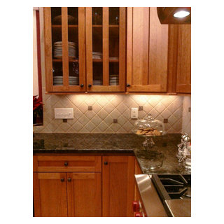 Diagonal tile for backpsplash in Norfork, NE - Transitional - Kitchen ...